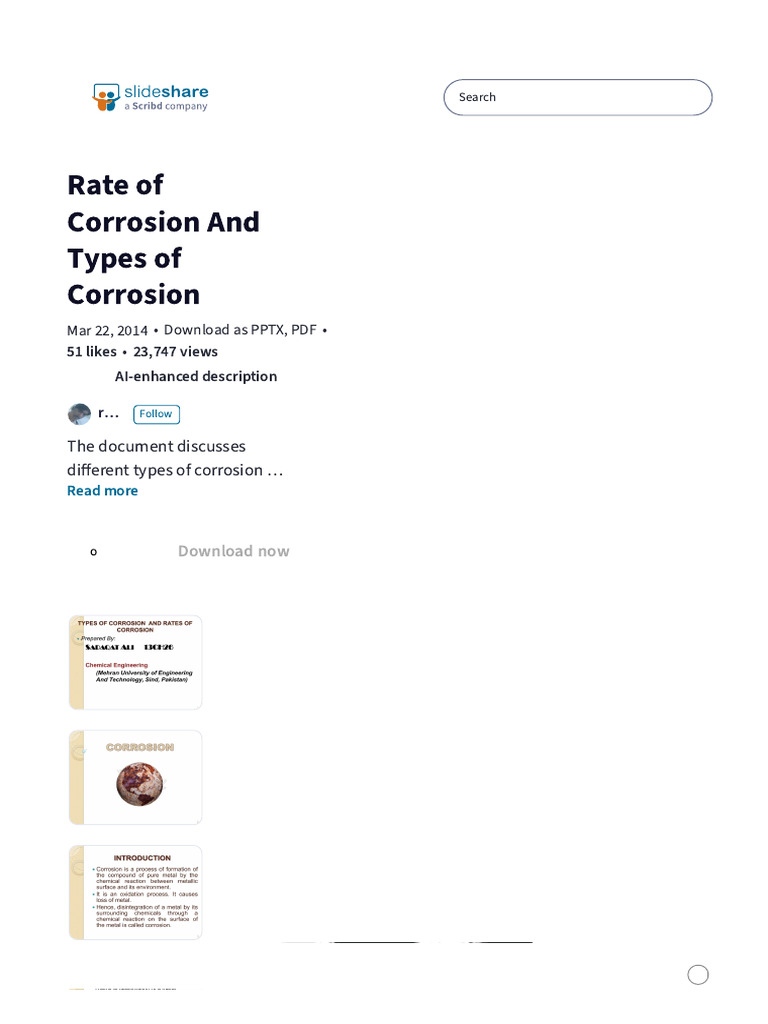 Rate of Corrosion and Types of Corrosion | PDF | Corrosion ...