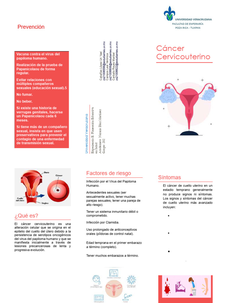 TRIPTICO Cáncer Cervicouterino EQ1 | PDF | Cáncer de cuello uterino ...