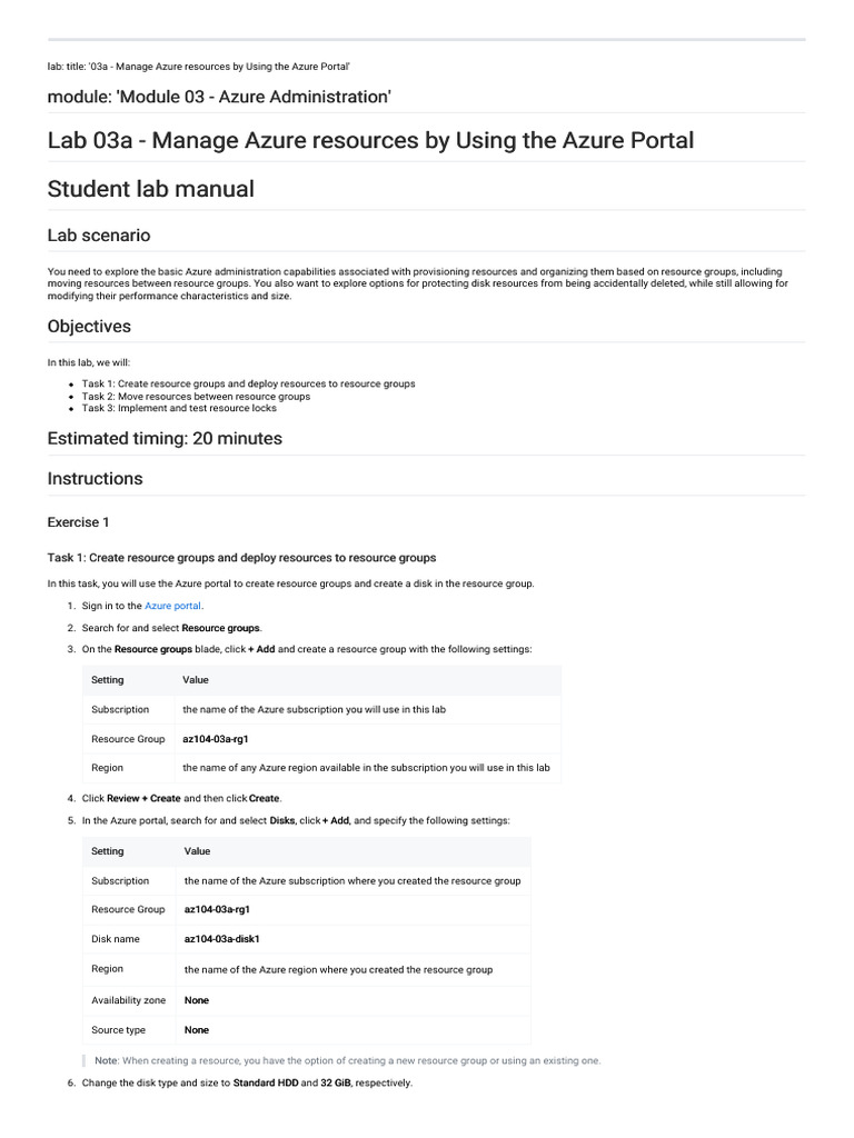 LAB 03a-Manage Azure Resources by Using The Azure Portal | PDF ... LAB 03a-Manage Azure Resources by Using The Azure Portal | PDF ...
