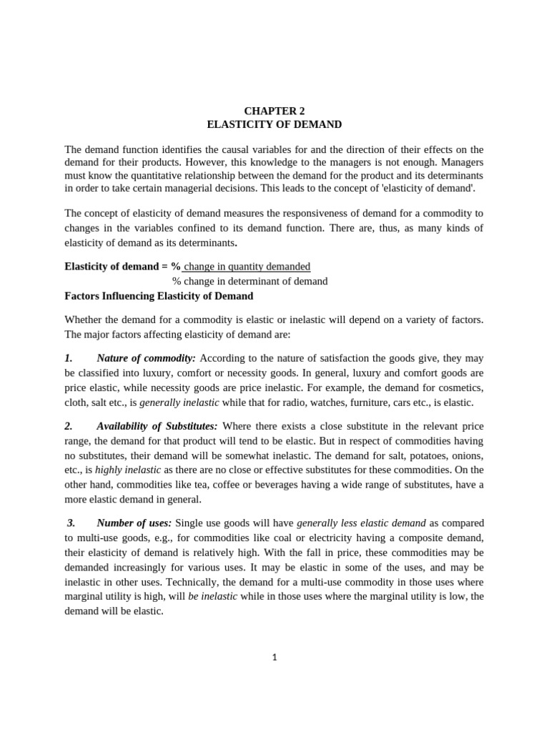 Chapter 3 Elasticity of Demand | PDF | Elasticity (Economics) | Demand