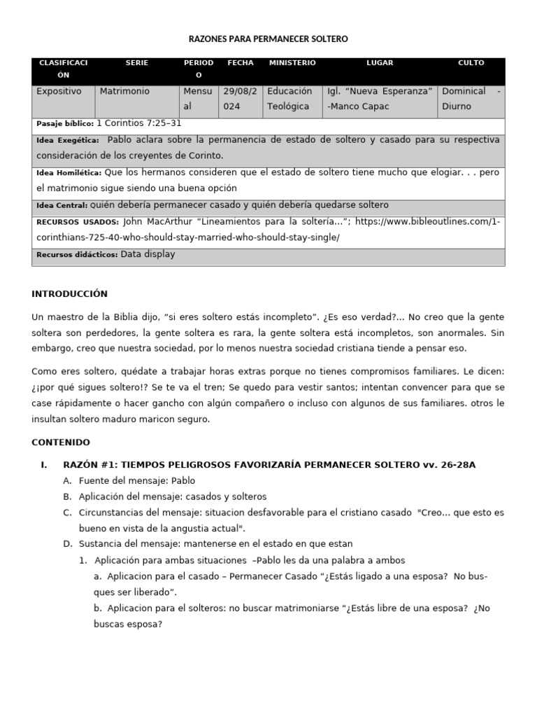Razones para Permanecer Soltero | PDF | Pablo el apóstol