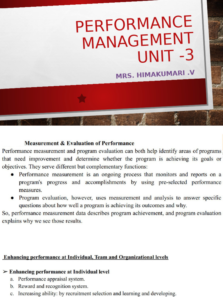 Performance Management UNIT 3 | PDF | Goal | Performance Indicator