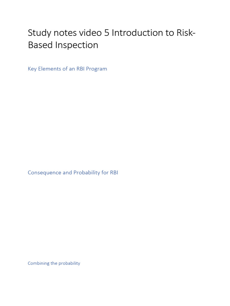 Introduction to Risk-Based Inspection | PDF | Risk | Reliability ...
