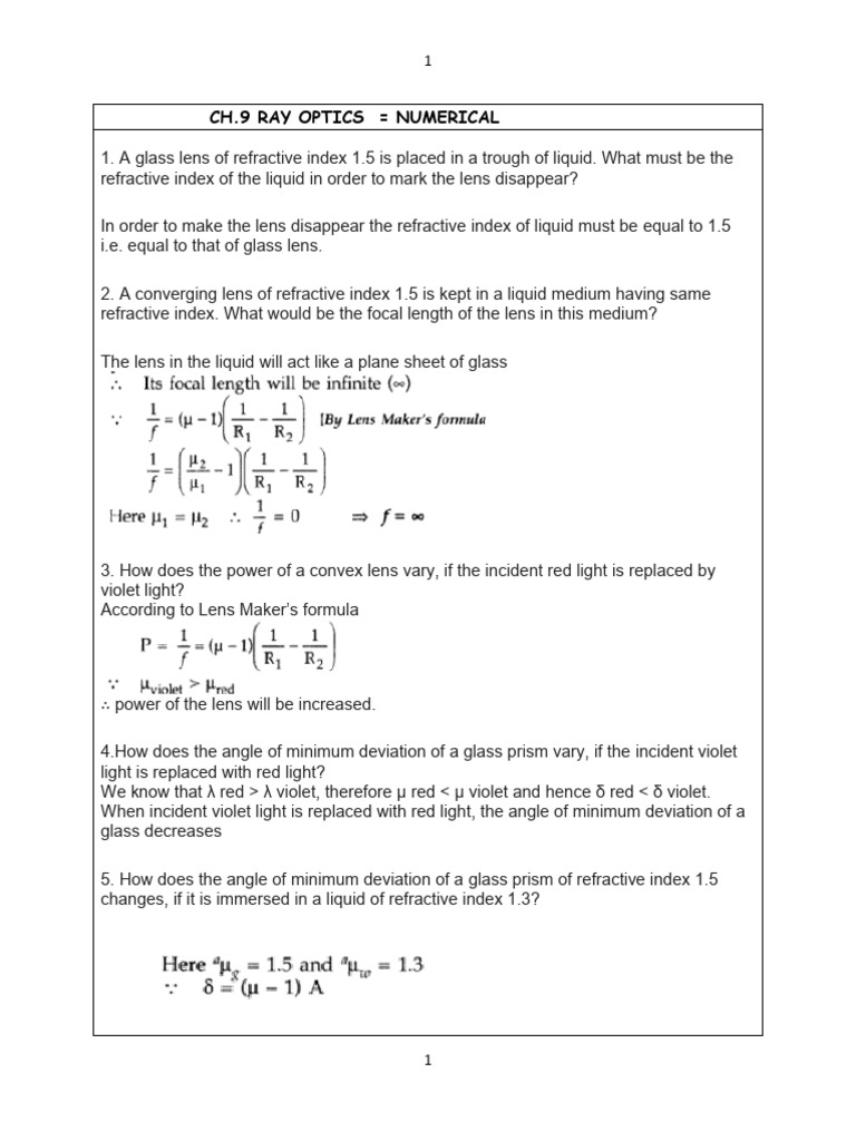Ray Optics | PDF | Refractive Index | Refraction
