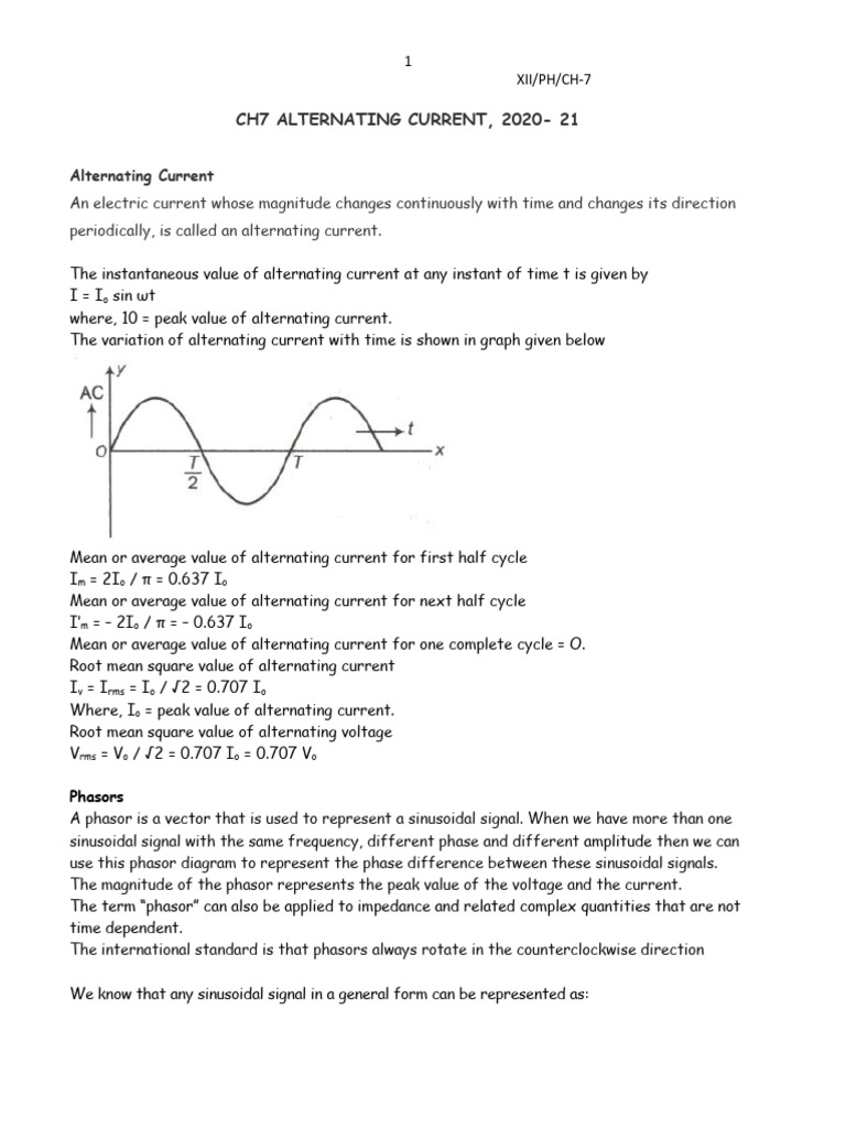 Alternating Current | PDF | Electrical Impedance | Inductor