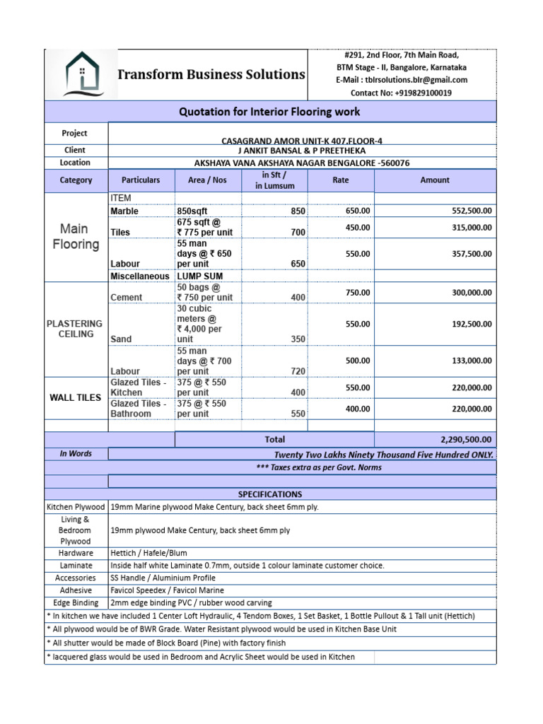 Quotation 123 | PDF | Tile | Flooring
