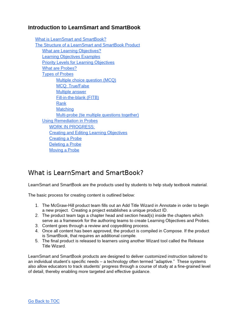 Introduction To LearnSmart and SmartBook | PDF | Multiple Choice | Question