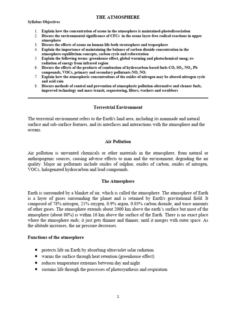 Atmosphere Notes | PDF | Atmosphere Of Earth | Atmosphere