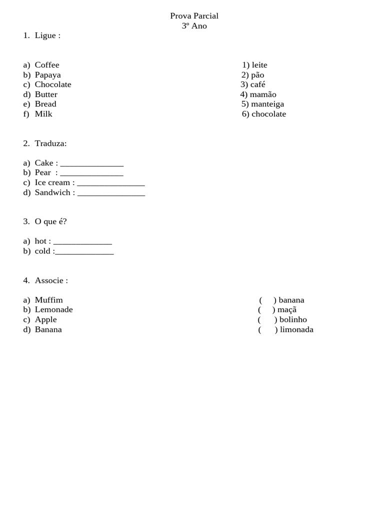 Prova Parcial.doc 3 Ano | PDF