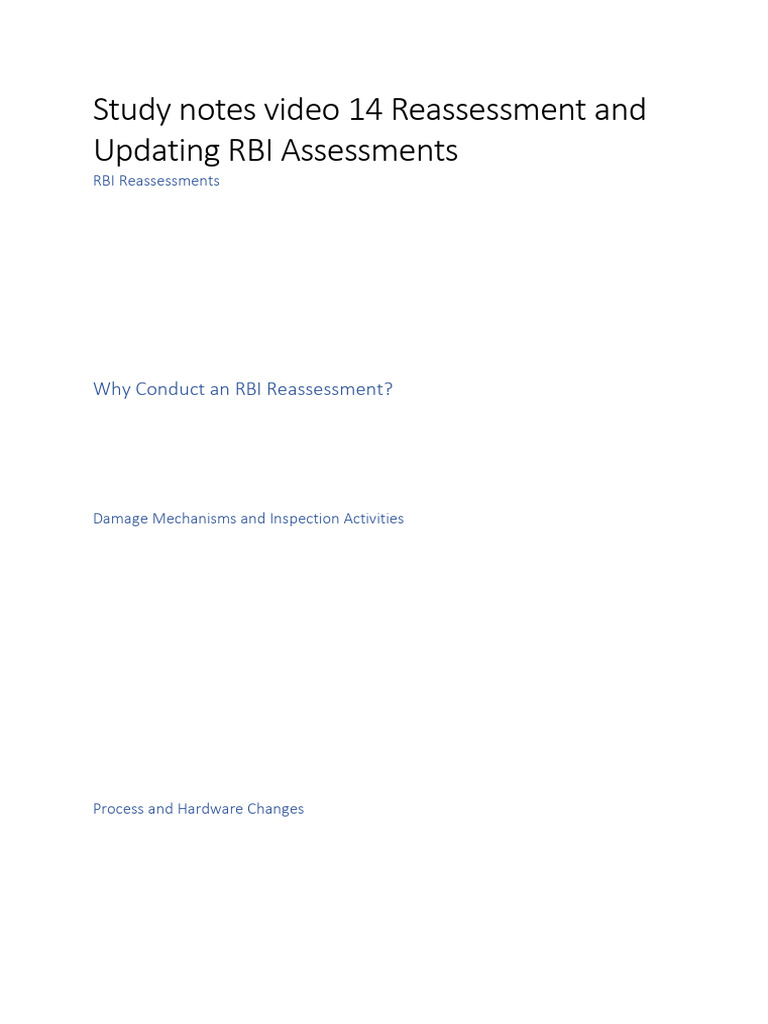 Study Notes Video 14 Reassessment and Updating RBI Assessments Rev 1 ...