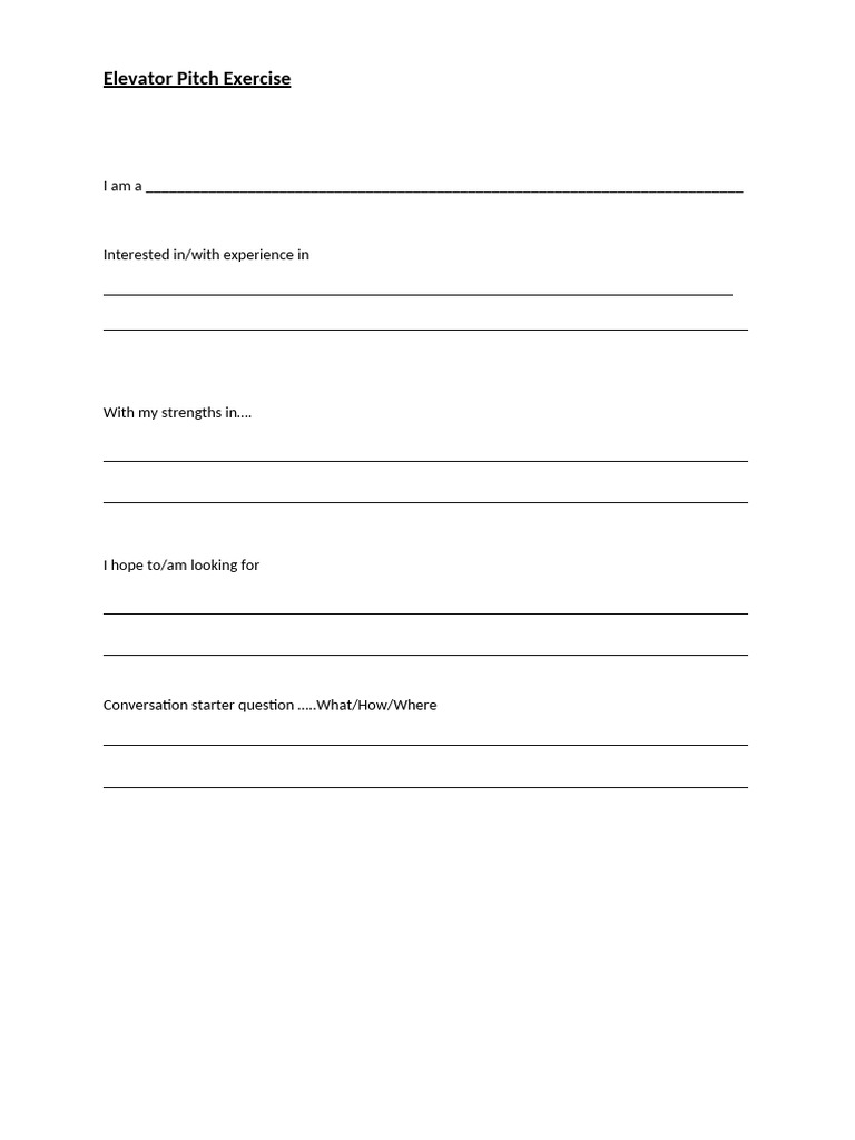 Elevator Pitch Exercise | PDF