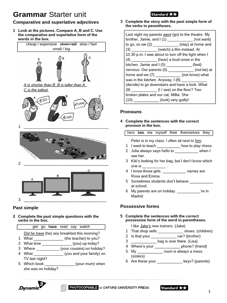 Grammar and Vocabulary Starter Unit | PDF | Adjective | Linguistic Typology