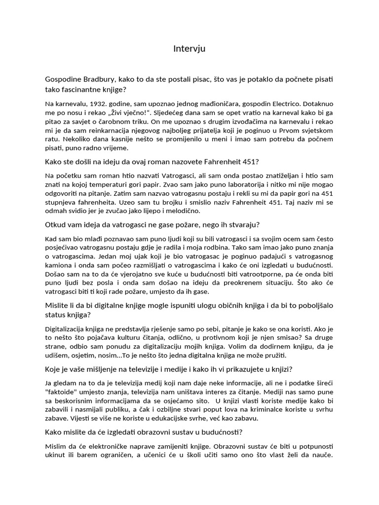 Intervju Ray Bradbury | PDF