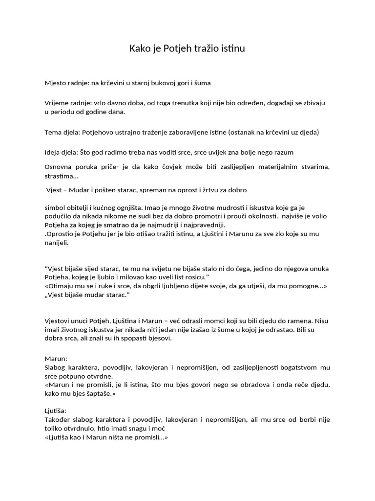Kako Je Potjeh Tražio Istinu | PDF