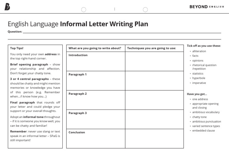 Letter Writing Planning Sheet HA | PDF | Linguistics | Human Communication