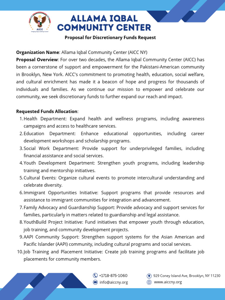 Proposal For Discretionary Funds Request | PDF