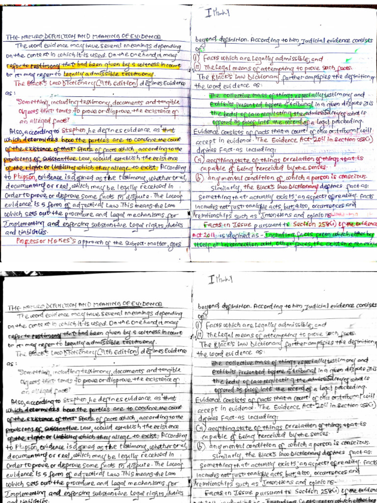 Evidence Law Notes | PDF