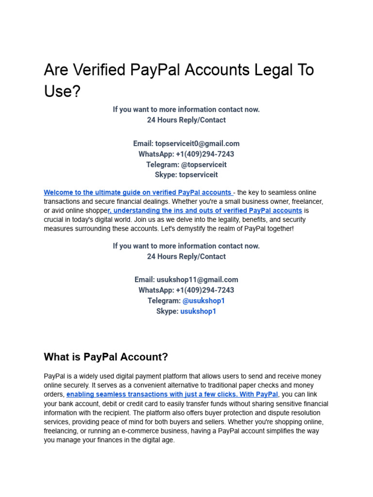 Are Verified PayPal Accounts Legal To Use | PDF | Pay Pal | Credit Card