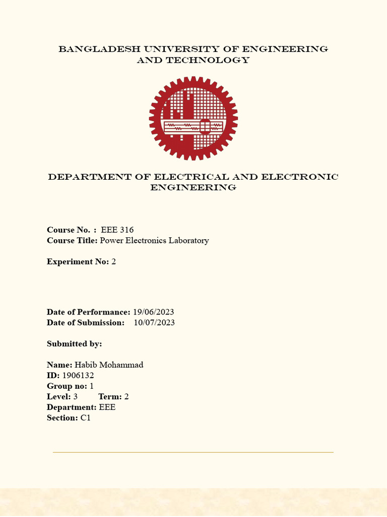 EEE 316 Report Exp 2 | PDF | Electrical Engineering | Power Inverter