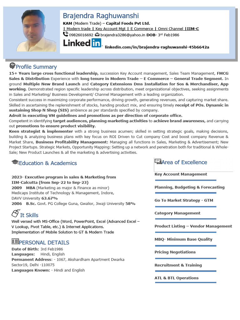 Key Account Management Expert Profile | PDF | Marketing | Brand