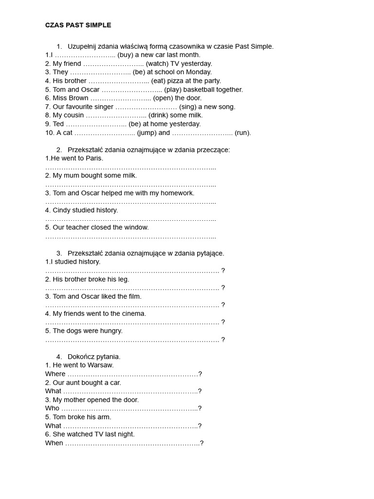 Past Simple Exercise 1 | PDF | Language Arts & Discipline