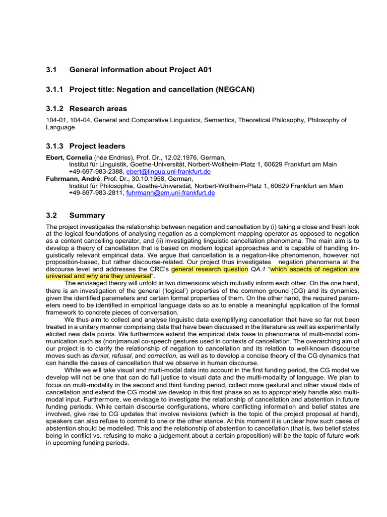 Project On Negation - Goethe Universität Frankfurt - Semantics ...