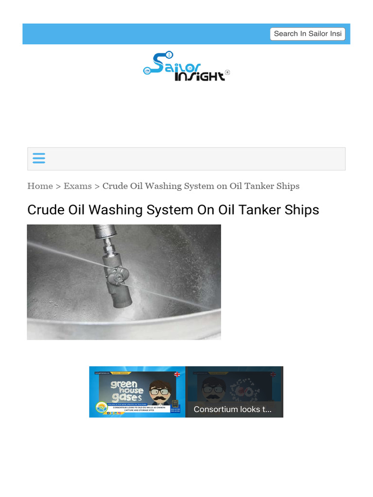 Crude Oil Washing for Tankers | PDF | Oil Tanker | Ships