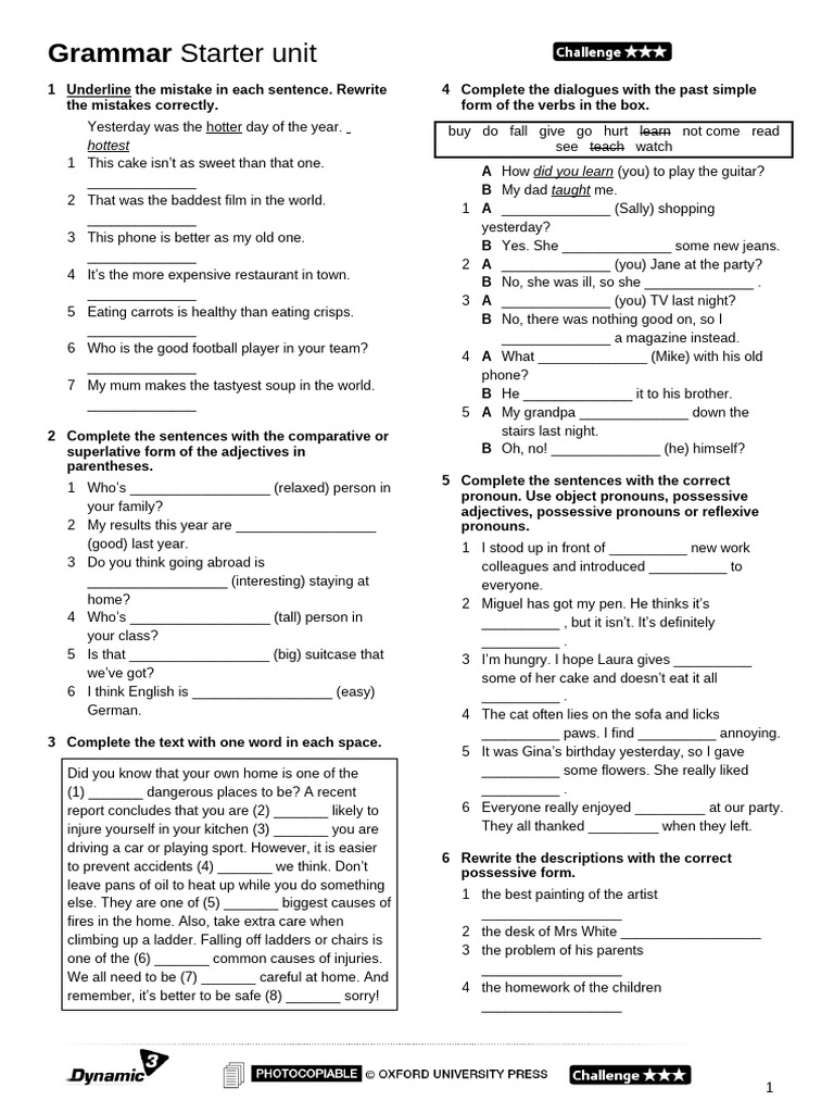DY3 G&V Starter CHALLENGE | PDF | Linguistics | Syntax