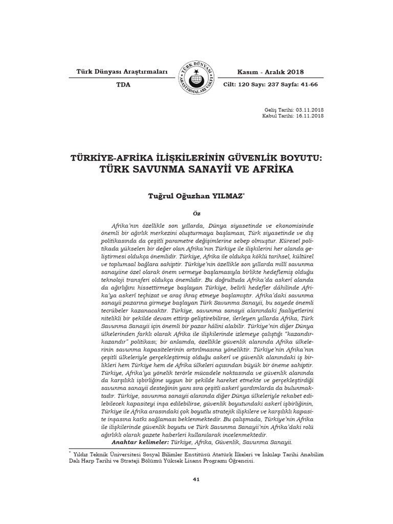 T - RK - Ye-Afr - Ka - L - K - Ler - N - N G - Venl - K Boyutu - T - RK Savunma Sanay - Ve Afr ...