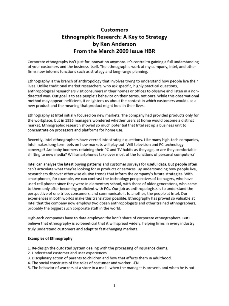 Ethnography: Intel's Strategic Tool | PDF | Ethnography | Intel