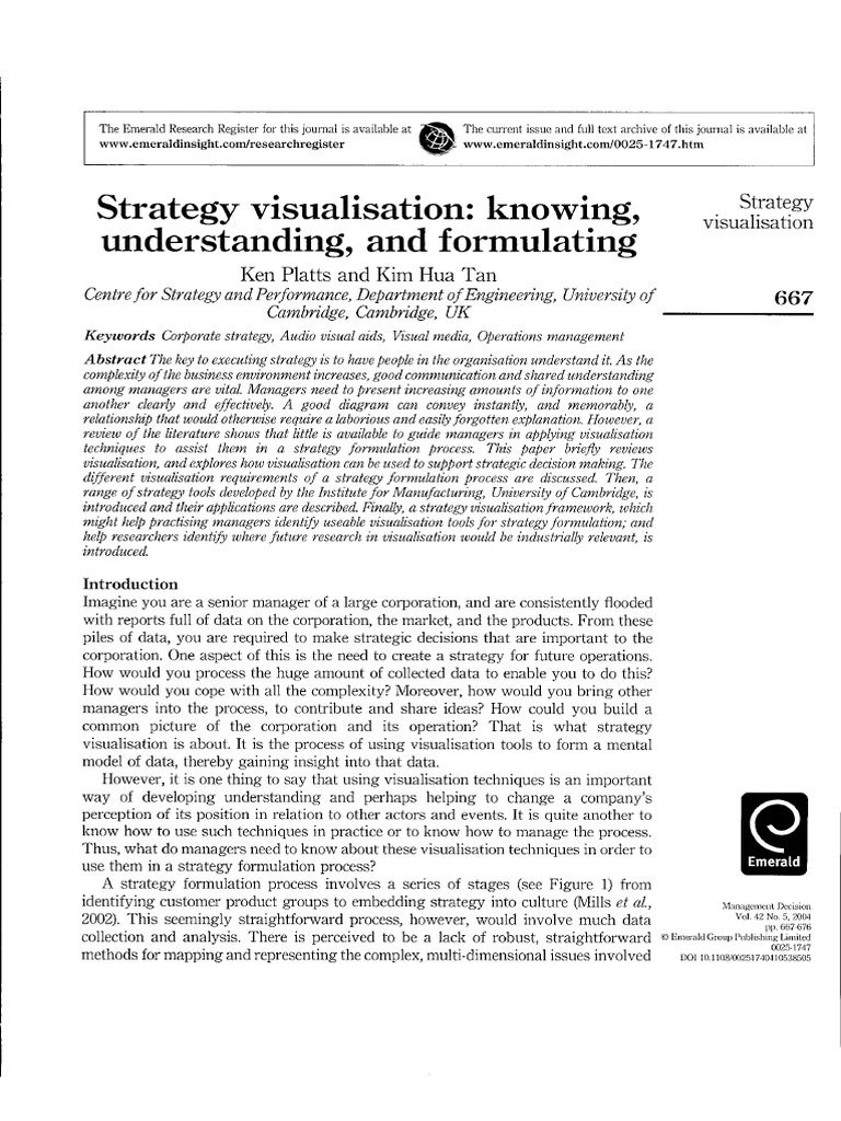 Strategy Visualization Knowing Understanding and Formulating | PDF