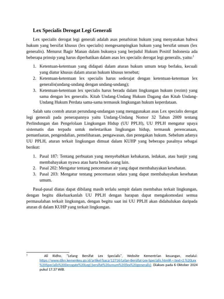 Lex Specialis Derogat Legi Generali | PDF
