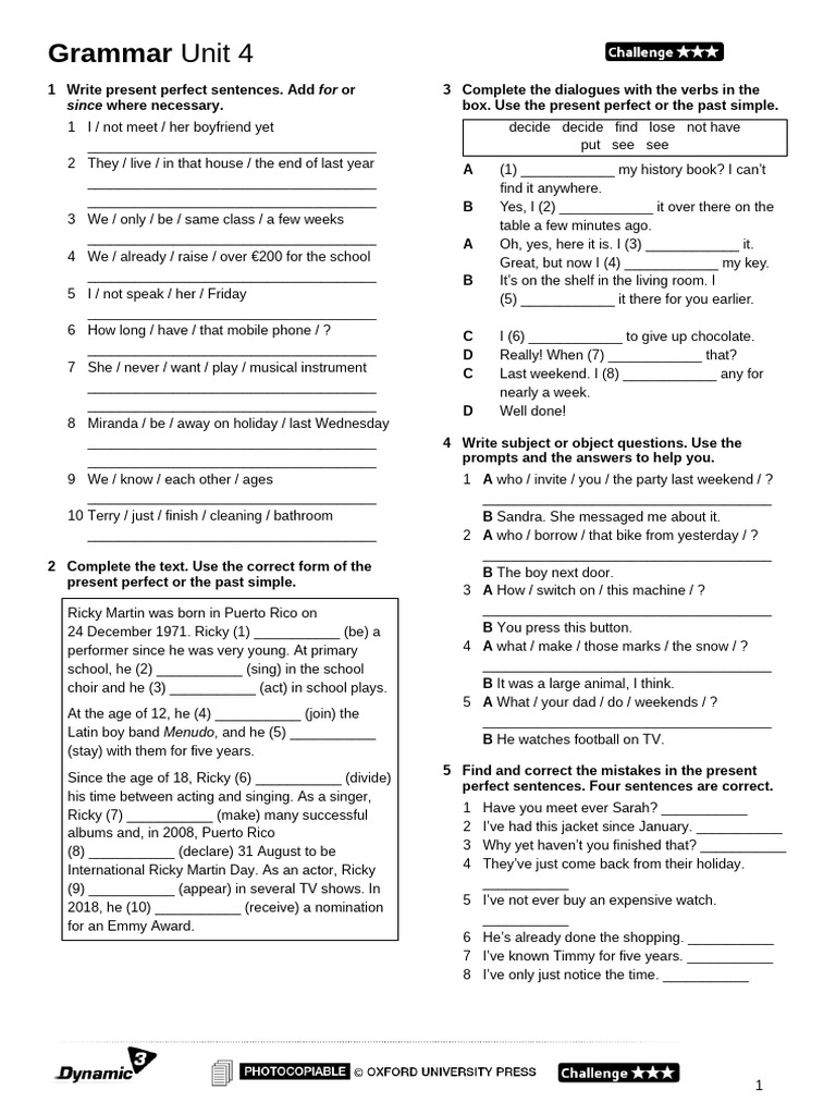 DY3 - G&V - Unit 4 - CHALLENGE | PDF