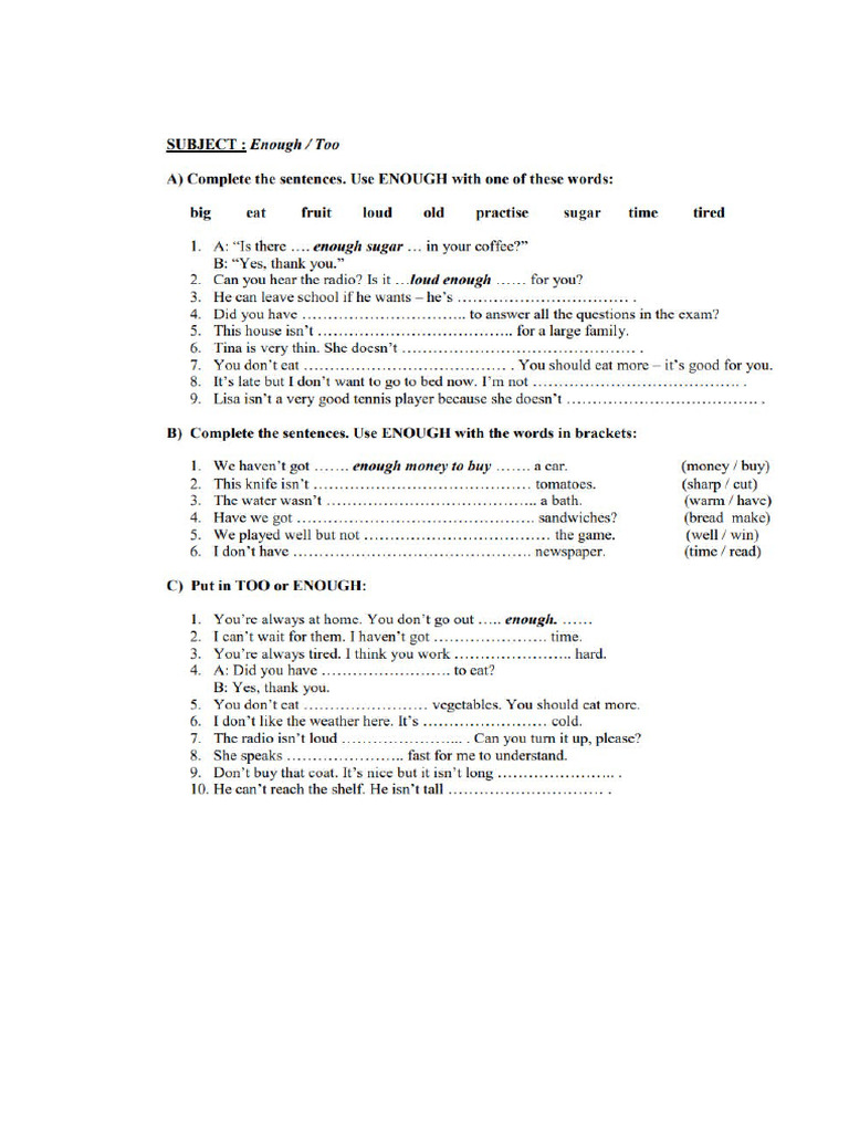 Too Vs Enough | PDF | Wellness