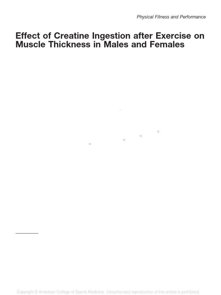 Effect of Creatine Ingestion After Exercise On Muscle Thickness in ...