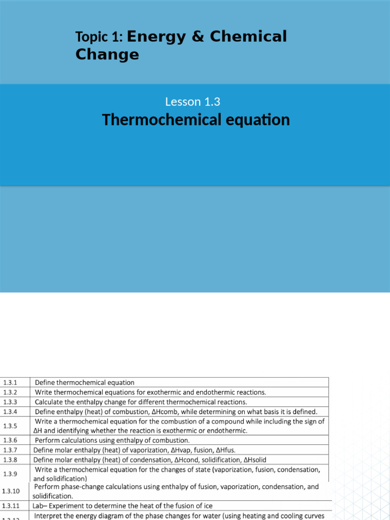 Lesson 1.3 Thermochemical Equation 2 | PDF | Enthalpy | Combustion