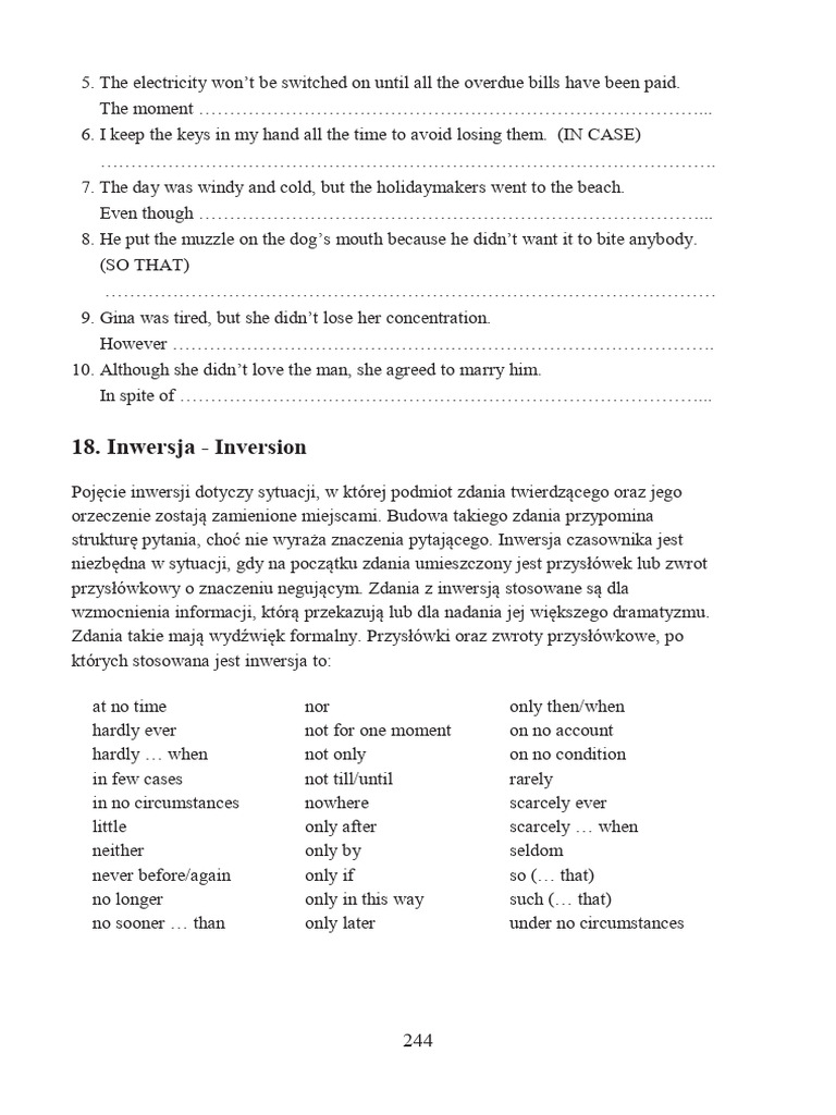 Inversion - Theory & Exercises (Matasek) | PDF | Language Arts ...