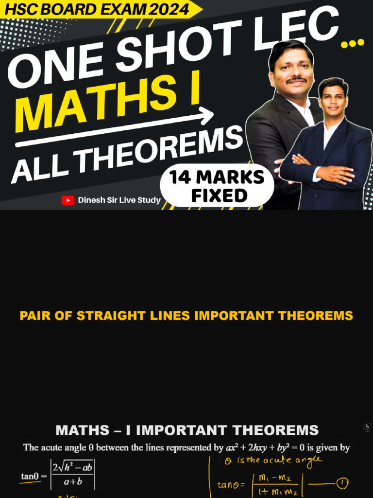 HSC One Shot 2024 Yt Maths 1 Theorems Lec | PDF