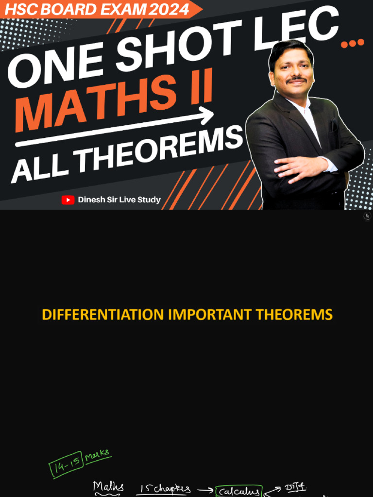 HSC One Shot 2024 Yt Maths 2 Theorems Lec | PDF