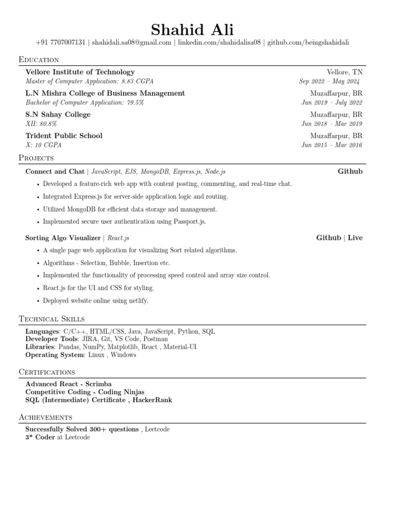 Shahid X Resume | PDF