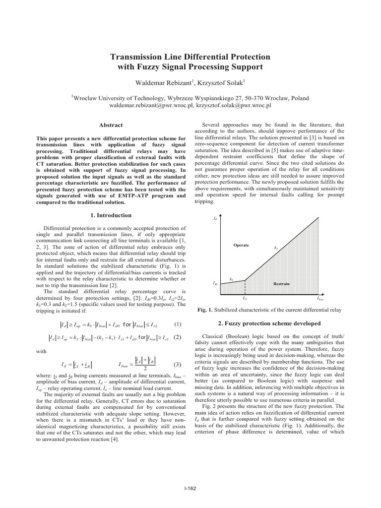 Transmission Line Differencial Protection With Fuzzy Signal Processing ... Transmission Line Differencial Protection With Fuzzy Signal Processing ...