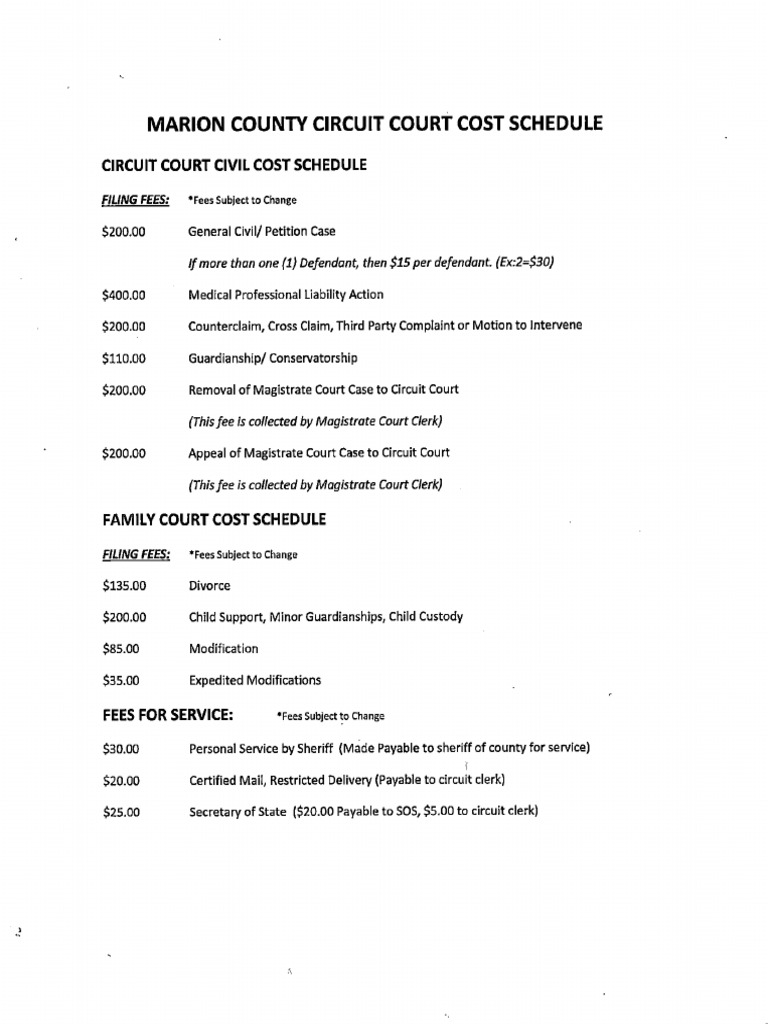 Cicuit Court Fees | PDF