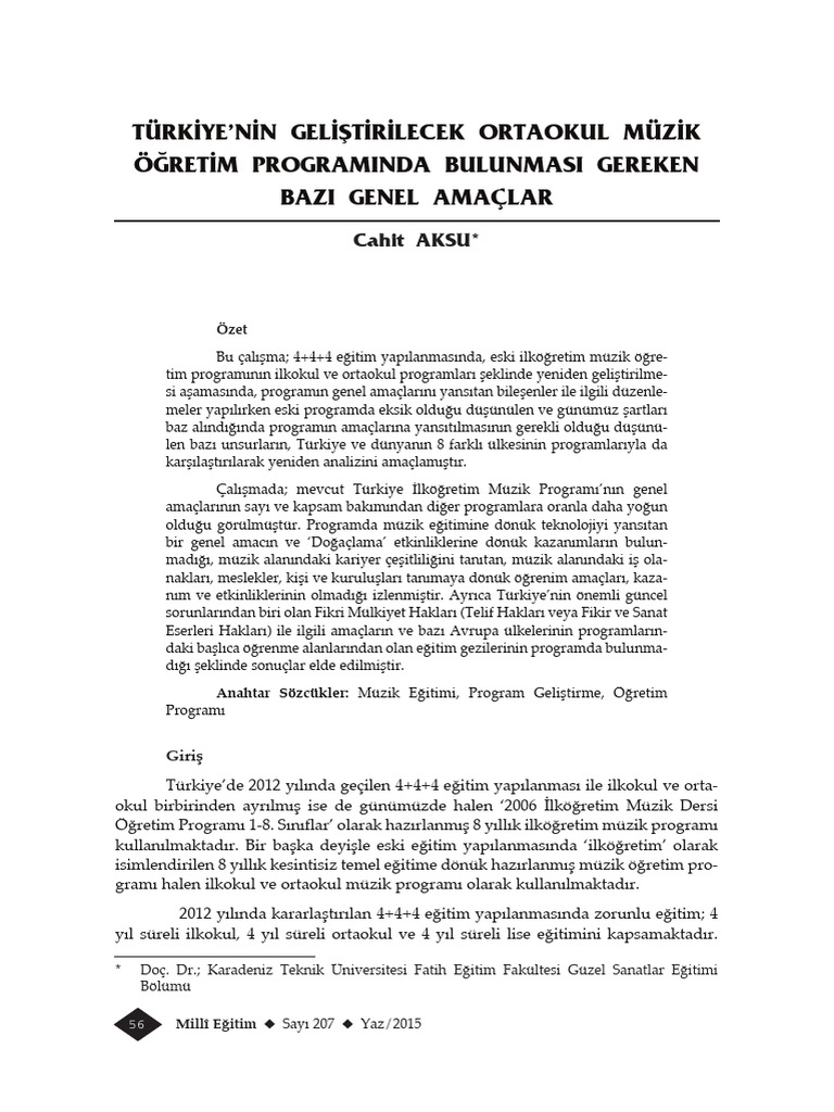 T - Rkiye - Nin Geli - Trilecek Ortaokul M - Zik - Retim Program - Nda ...