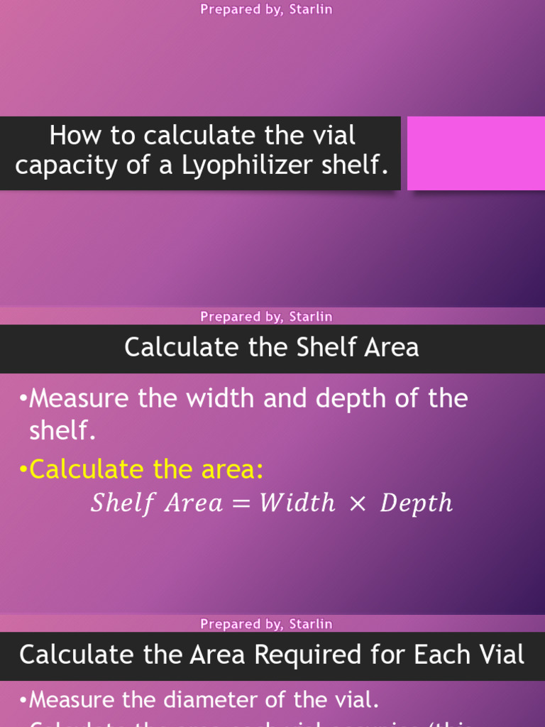 Vial Capacity Calculation for Lyophilizers | PDF | Area