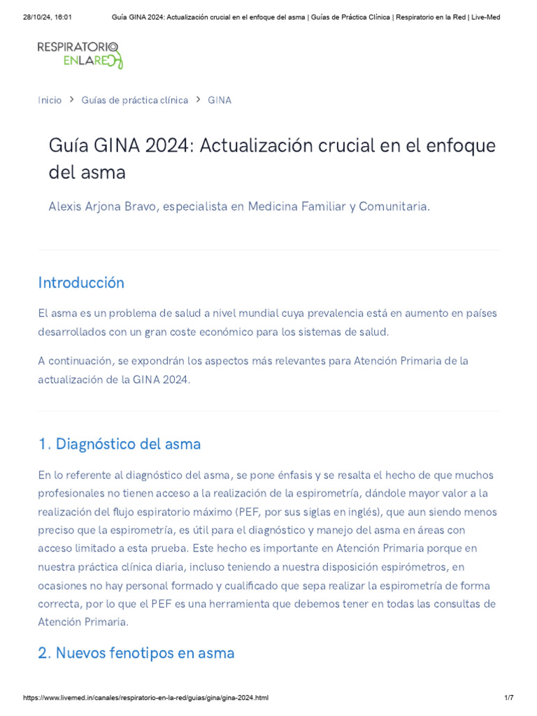 Actualización GINA 2024 sobre asma | PDF | Asma | Corticosteroides