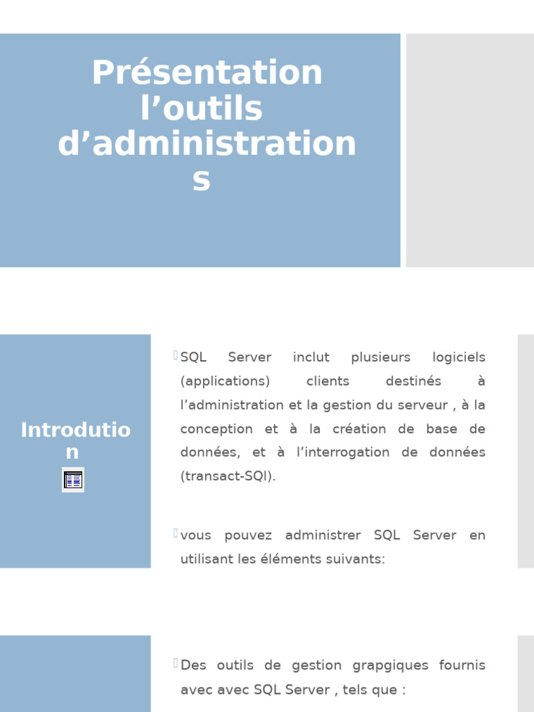 L'administartion SQL Server | PDF | Microsoft SQL Server | Serveur (Informatique)