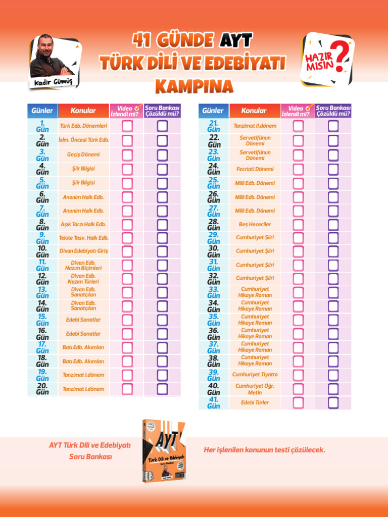 41 Günde Ayt Türk Di̇li̇ Ve Edebi̇yati Kampi | PDF
