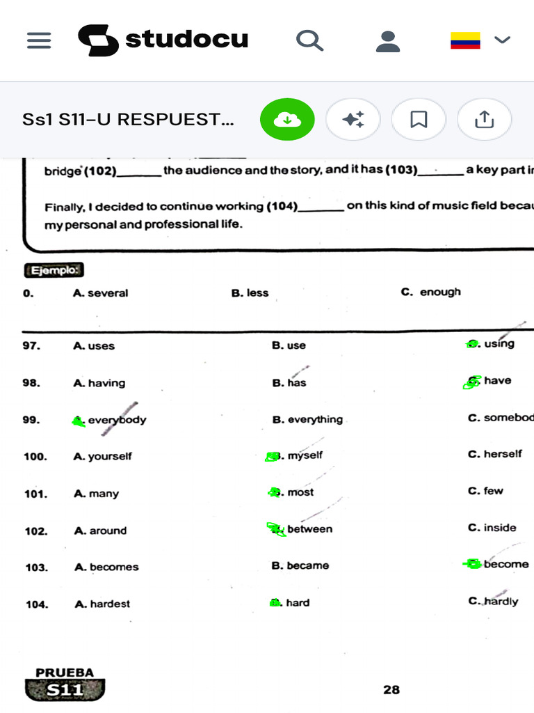 Ss1 S11-U Respuestas Ingles Entrenando - r4s2ps11 | PDF