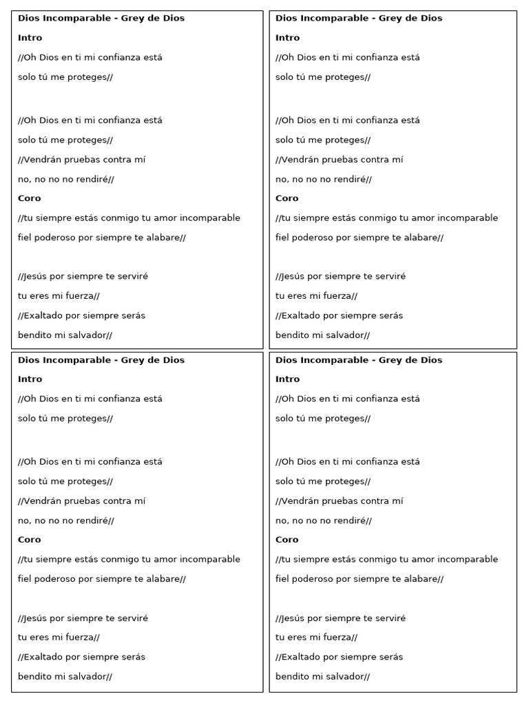 Dios Incomparable - Grey de Dios - CUADRICULA | PDF