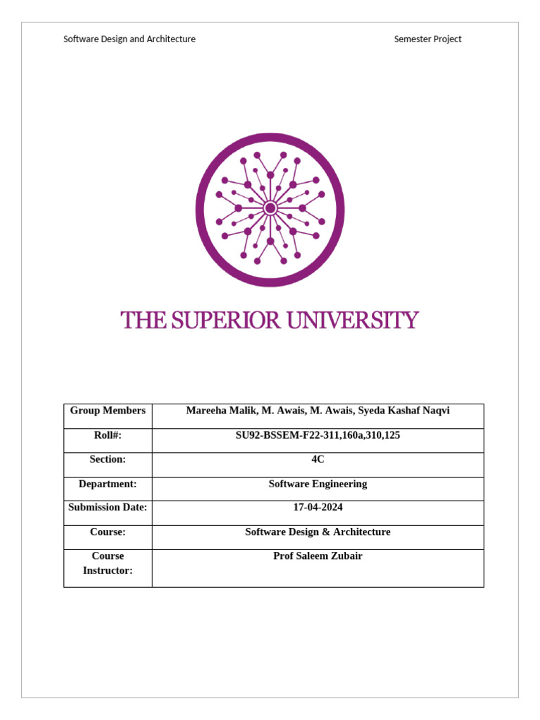 SDA Project 125,310,311-4C | PDF | Class (Computer Programming) | Use Case